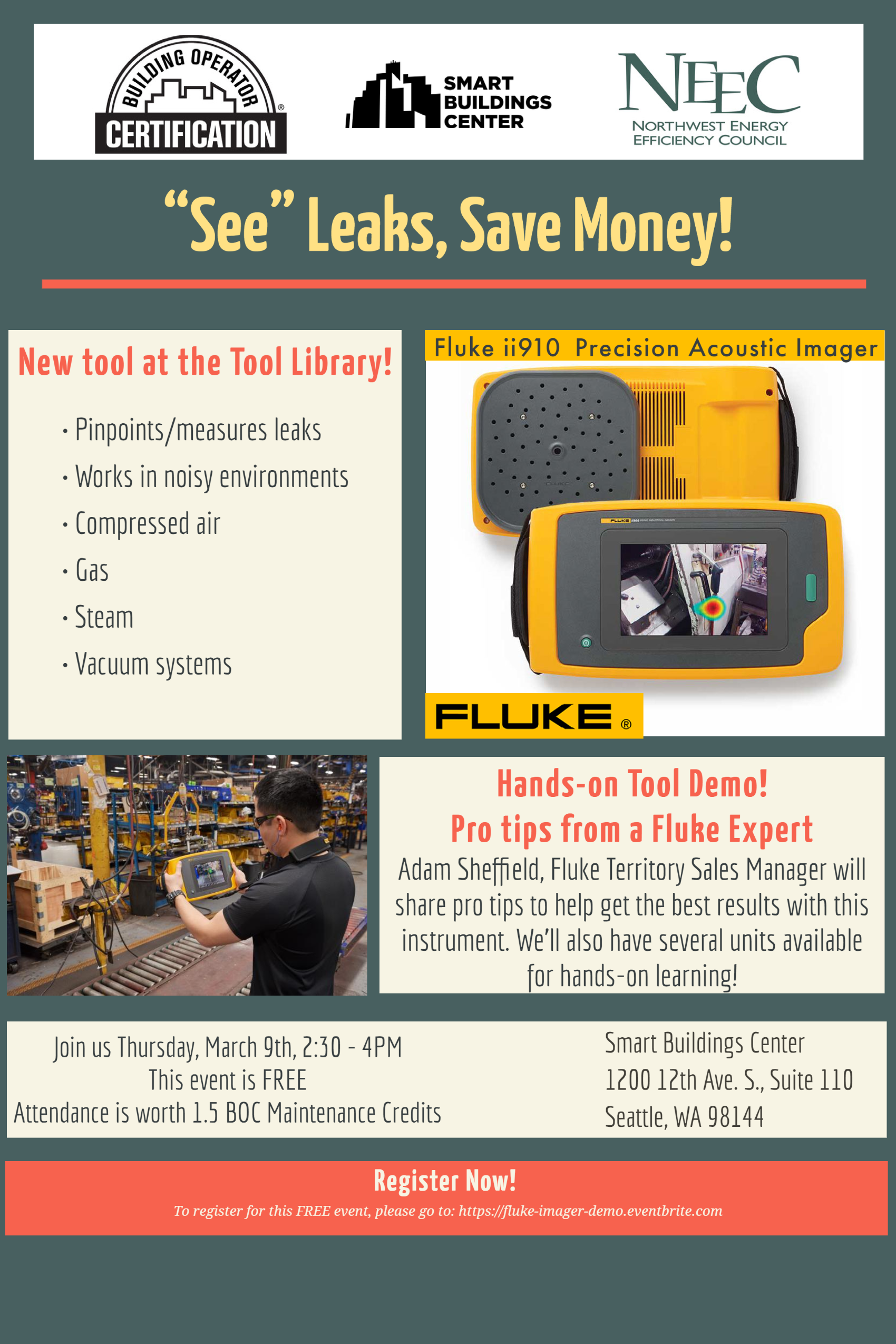 Demo the Fluke ii910 Precision Acoustic Imager on 3/9 - Building Potential